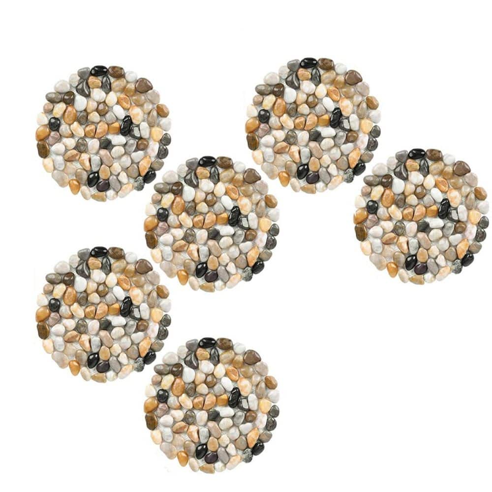 Justincity 12 in. x 12 in. x 3.82" Round River Rock Stones 6-Piece ...