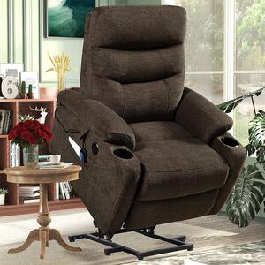 YOFE Brown Fabric Massage Chair Electric Power Lift Recliner Chair Sofa ...