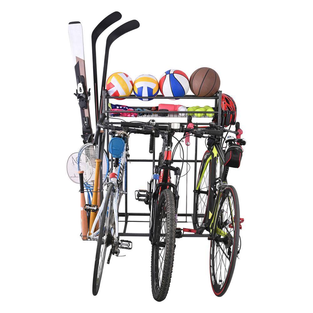 LTMATE Black Metal 3-Bikes Storage Rack Organizer for Garage HDM522B2 ...