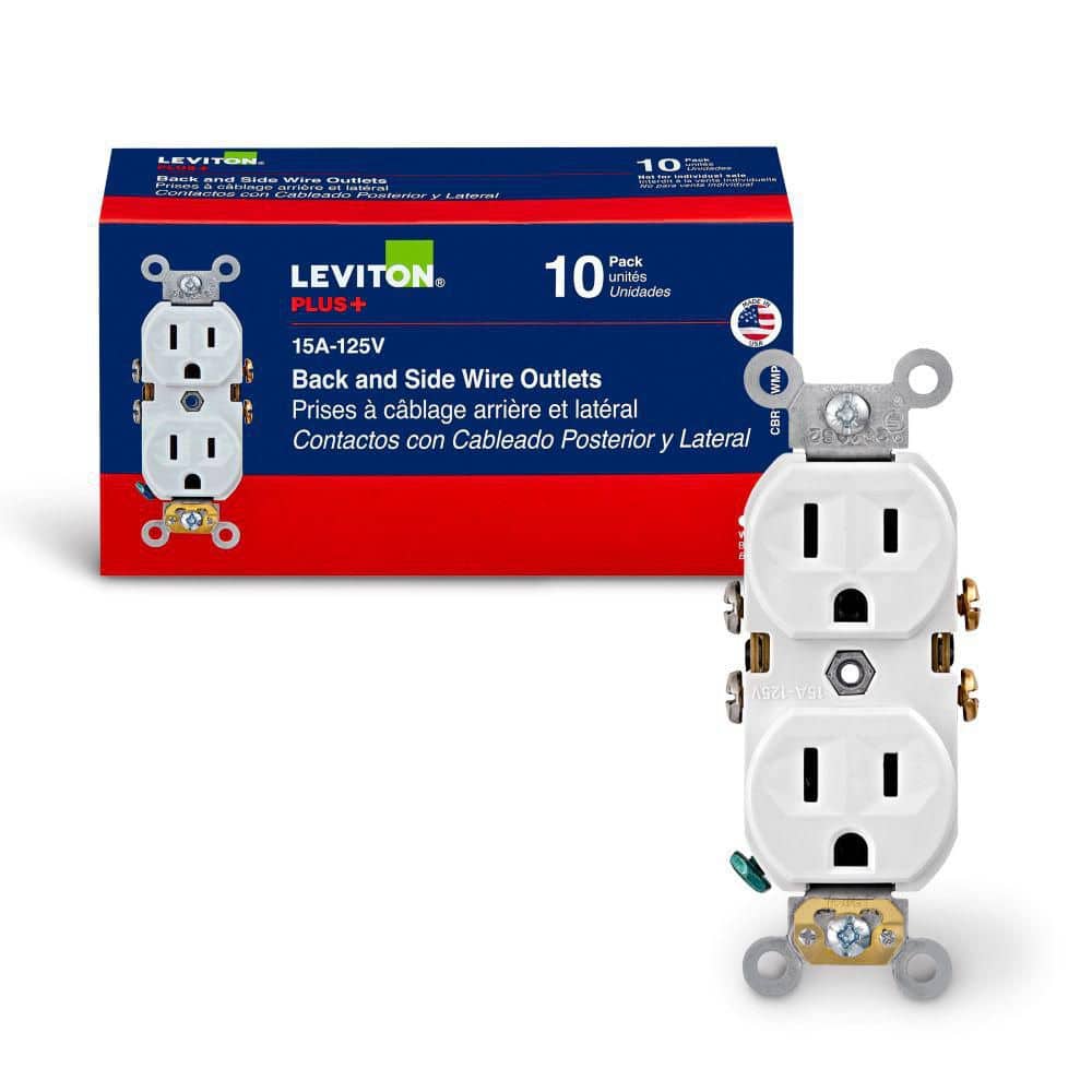Leviton 15 Amp 125 V Commercial Grade Duplex Outlet/Receptacle, White ...