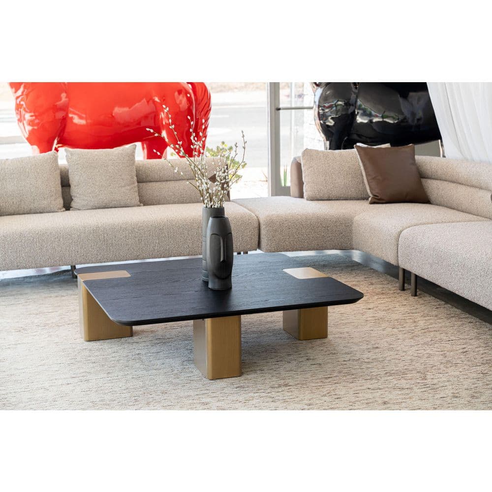 MR MODREST Modrest Harold Modern 47.2 in. Black and Brushed Gold Oak ...