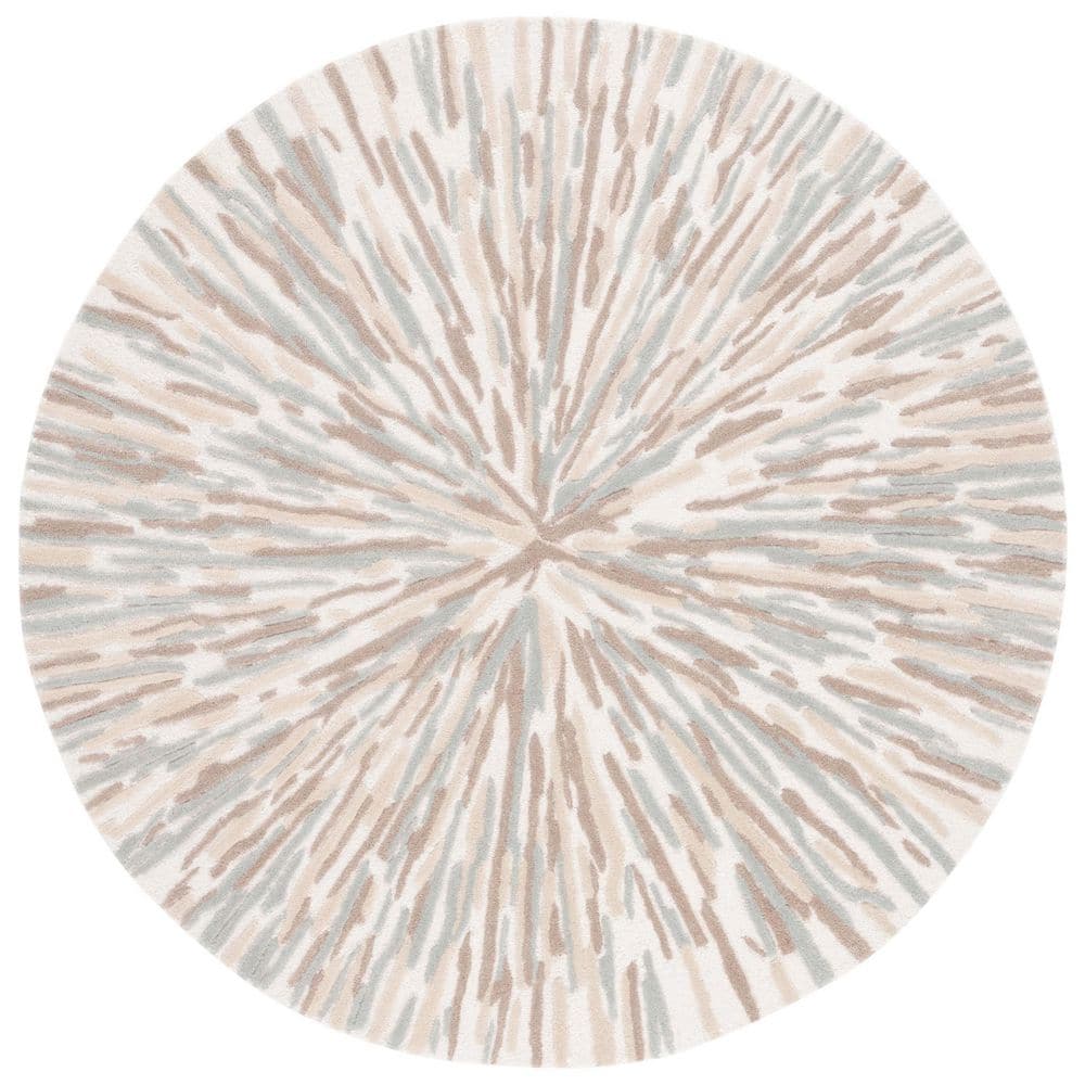 SAFAVIEH Fifth Avenue 6 ft. x 6 ft. Ivory/Gray Abstract Gradient Round ...