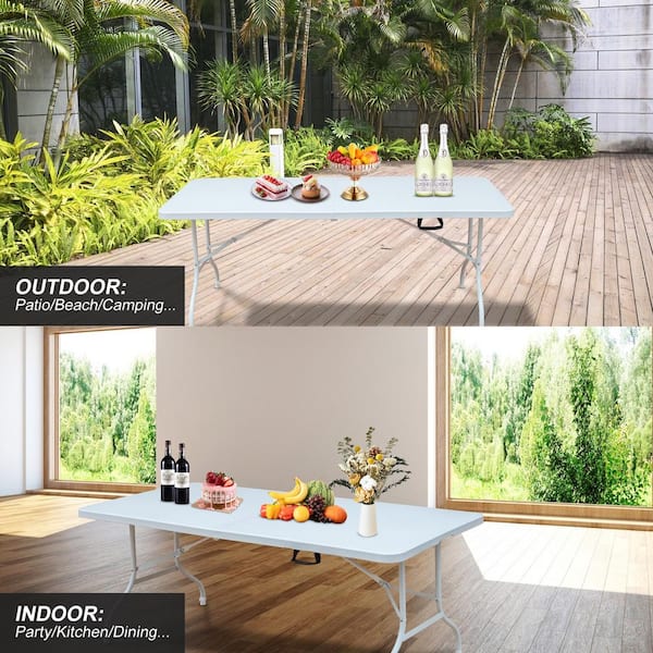 6ft Folding Table Portable Plastic Table for Camping Picnics Parties High Load Bearing Foldable Arlmont Co