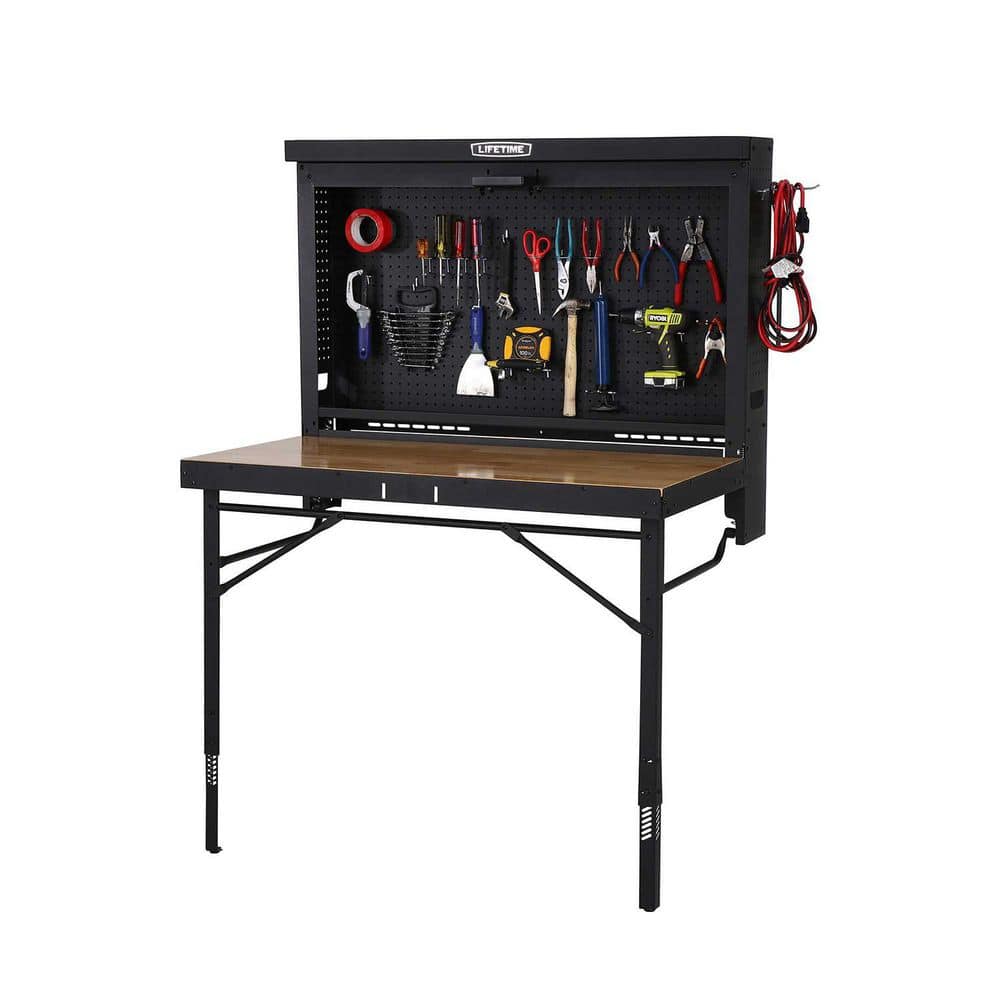 Lifetime 47 in. W x 31 in. D Wall-Mounted Folding Work Table 80421 ...