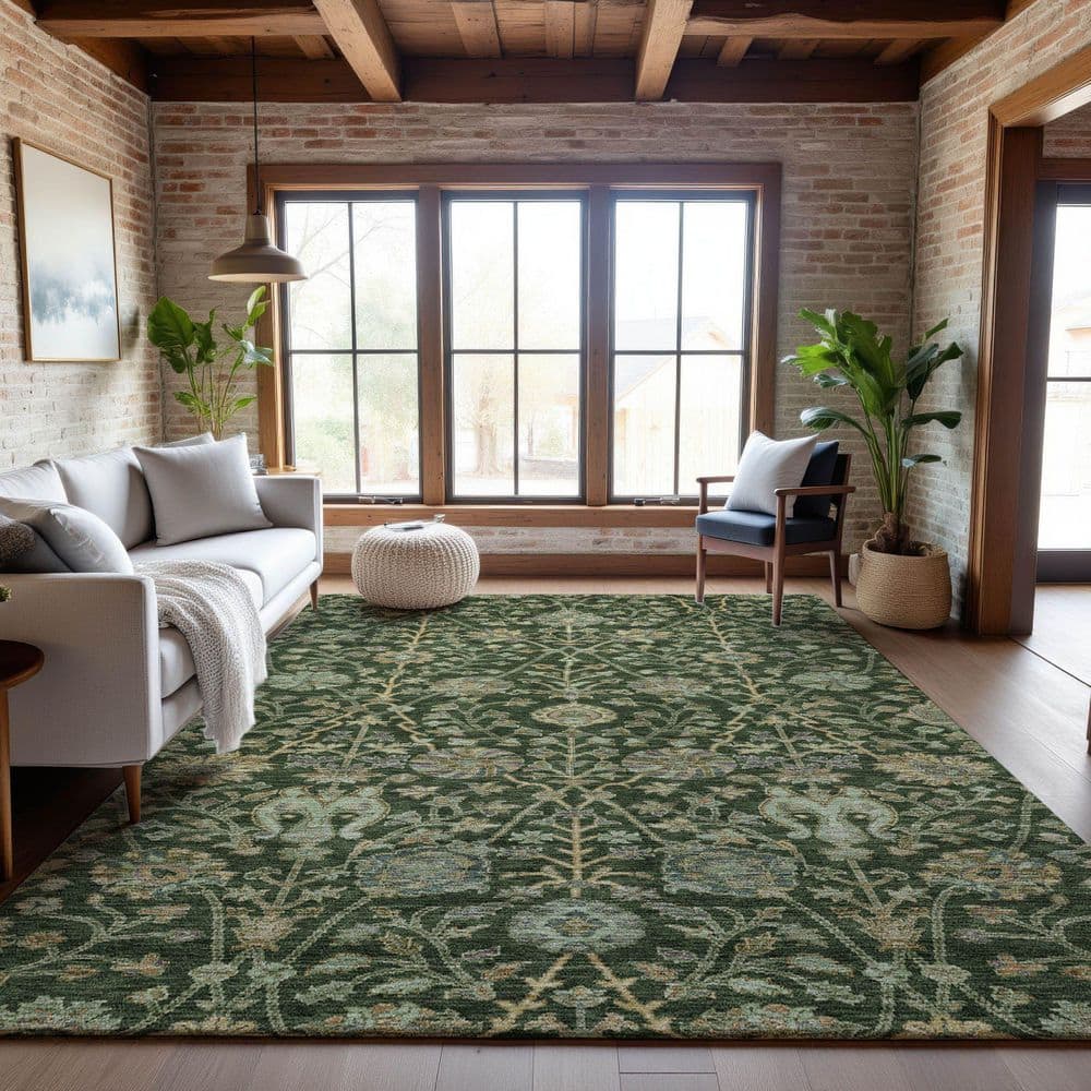 Addison Rugs Mayfield Premium Machine Washable Abstract AMF1087 Green 9 ...