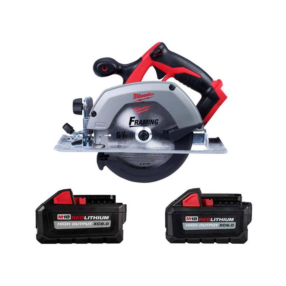 Milwaukee M18 18V Lithium-Ion Cordless 6-1/2 in. Circular Saw w/(2 ...