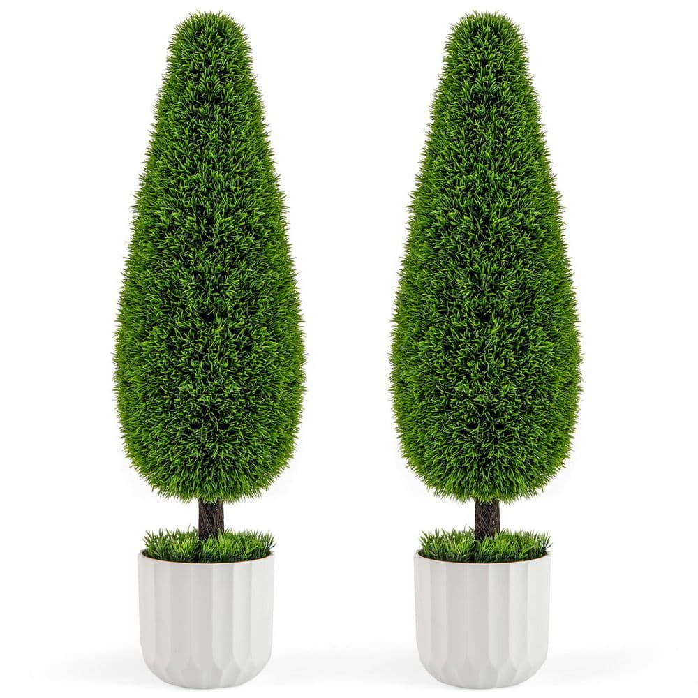 Mecale 3 ft. Green Artificial Cedar Teardrop Shaped Bush Tree in ...