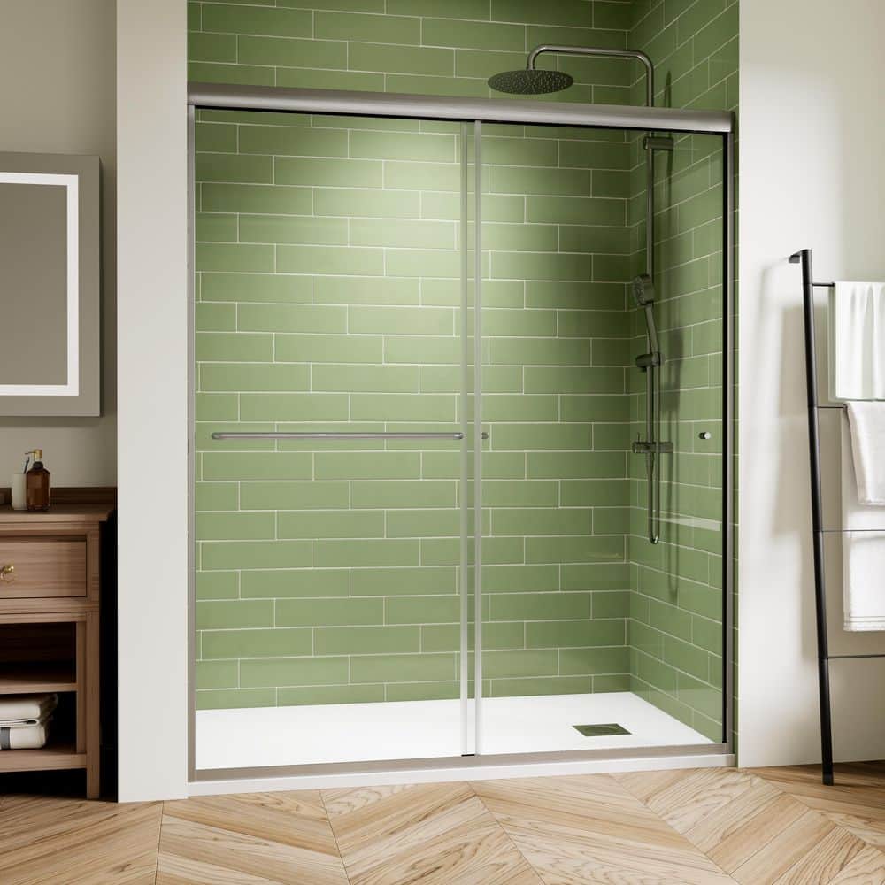 imperiol 56-60 in. W x 72 in. H Semi-Frameless Double Sliding Shower ...