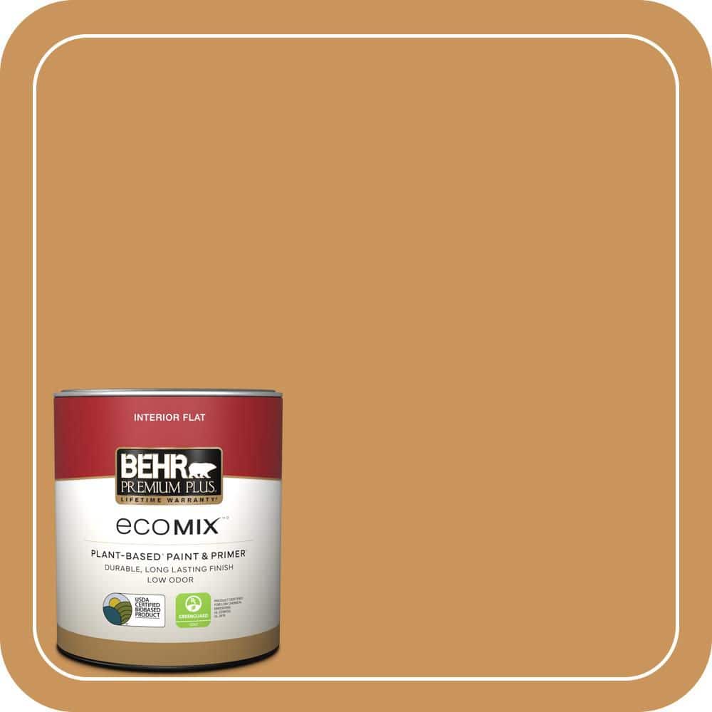 BEHR PREMIUM PLUS 1 qt. #M250-5 Burnt Pumpkin Flat EcoMix Plant-Based ...