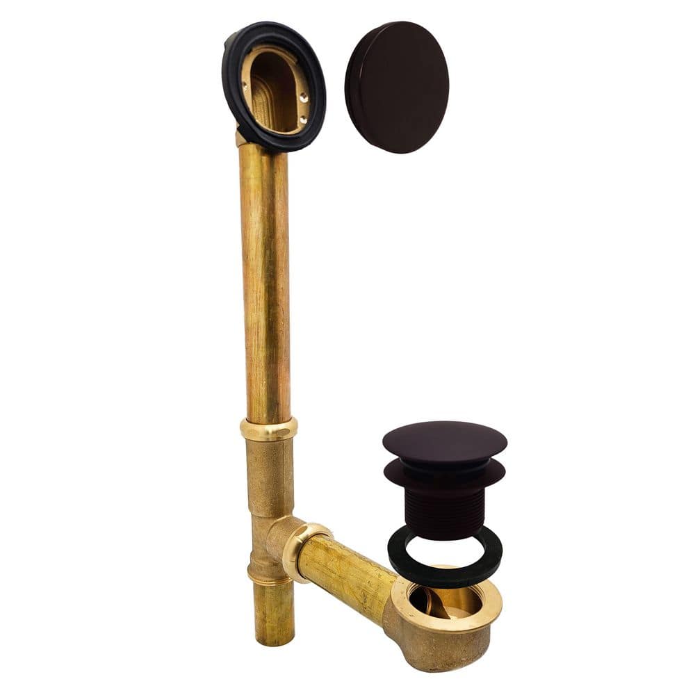 Westbrass 14 in. Brass 17 Ga Bath Waste and Overflow Assembly with Tip ...