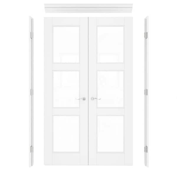 ARK DESIGN 36 in. x 80 in. Universal 3-Lite Clear Glass White Solid ...