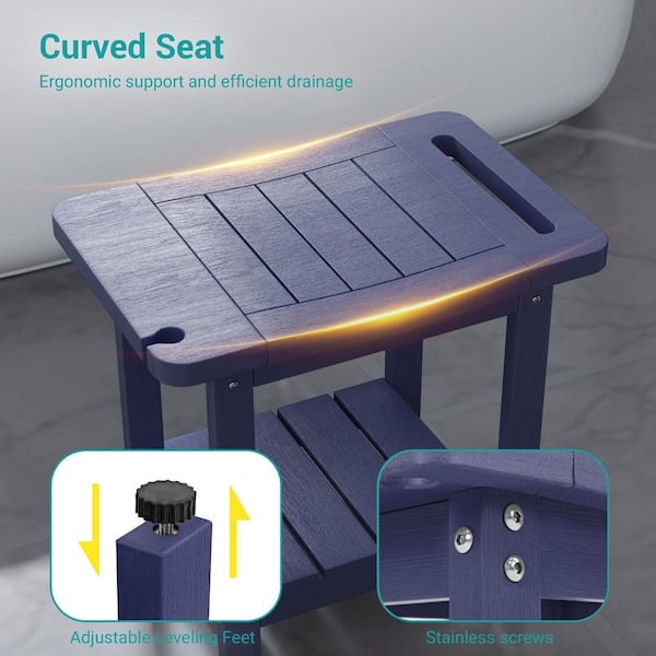 Sonkuki Navy Blue HIPS Waterproof Shower Benches for Inside with Shower ...