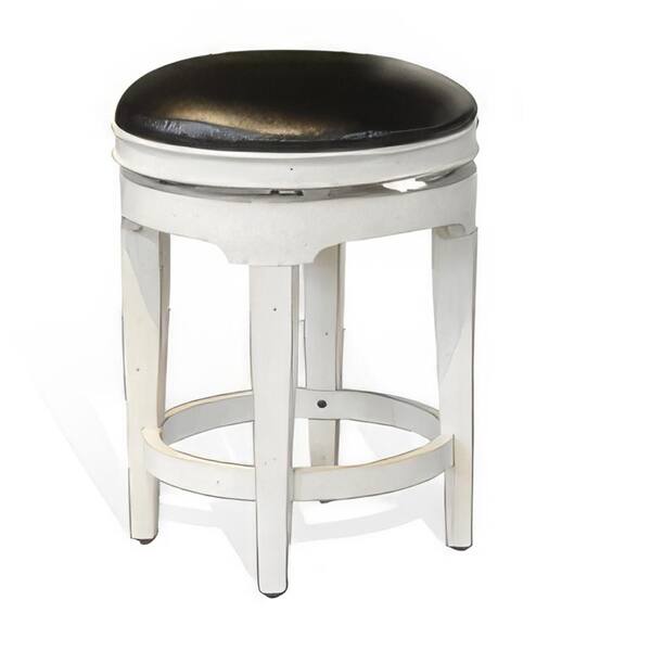 Benjara Orso Swivel White and Brown Wood Frame Counter Stool Orso ...