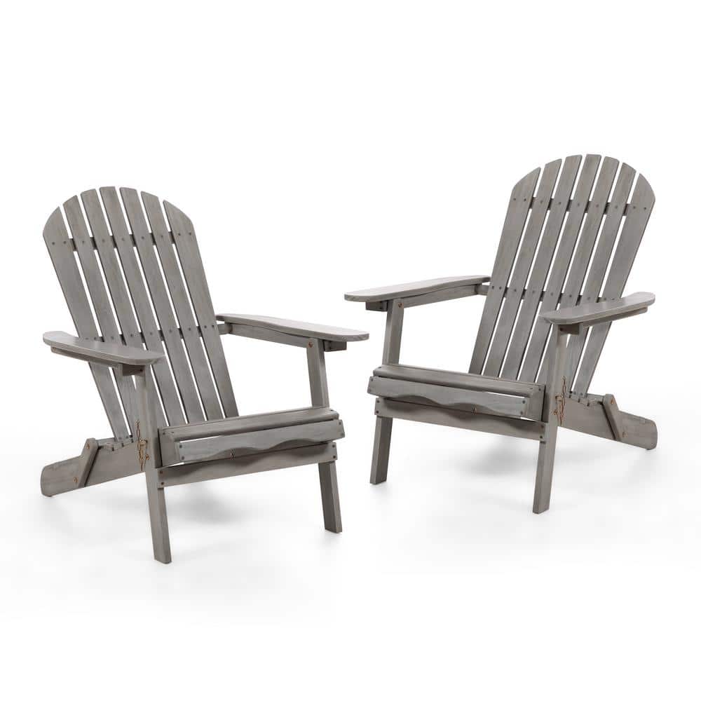 GREEMOTION Elk Gray Eucalyptus Wood Folding Adirondack Chair Set of 2 ...