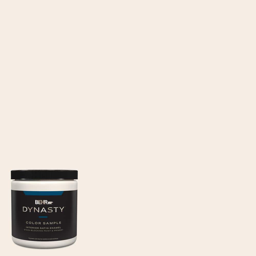 BEHR DYNASTY 8 oz. #PWN-68 Angelic White Satin Enamel Stain-Blocking ...