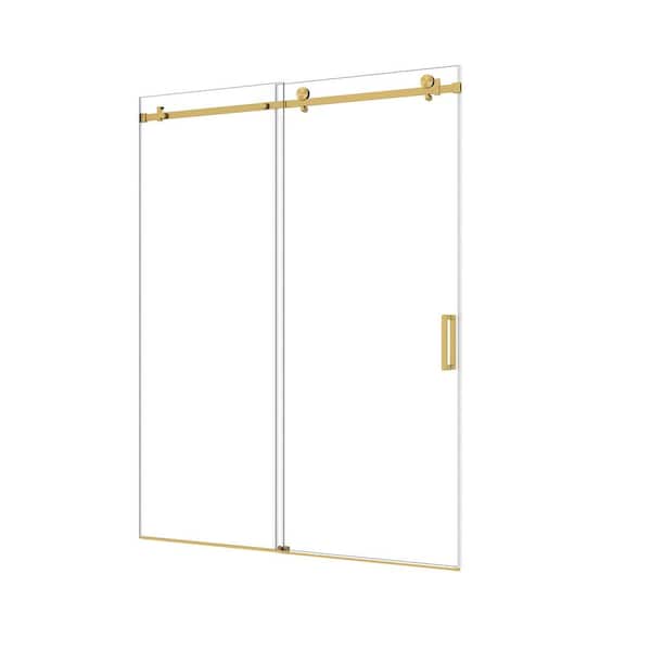 LIVACA 56-60 in. W x 76 in. H Frameless Sliding Shower Door in Brushed ...