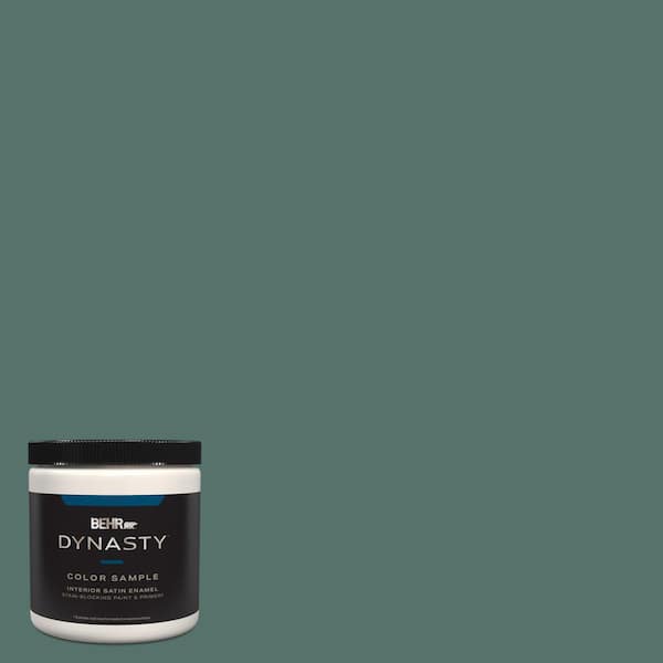 BEHR DYNASTY 8 oz. #480F-6 Shaded Spruce Satin Enamel Stain-Blocking ...