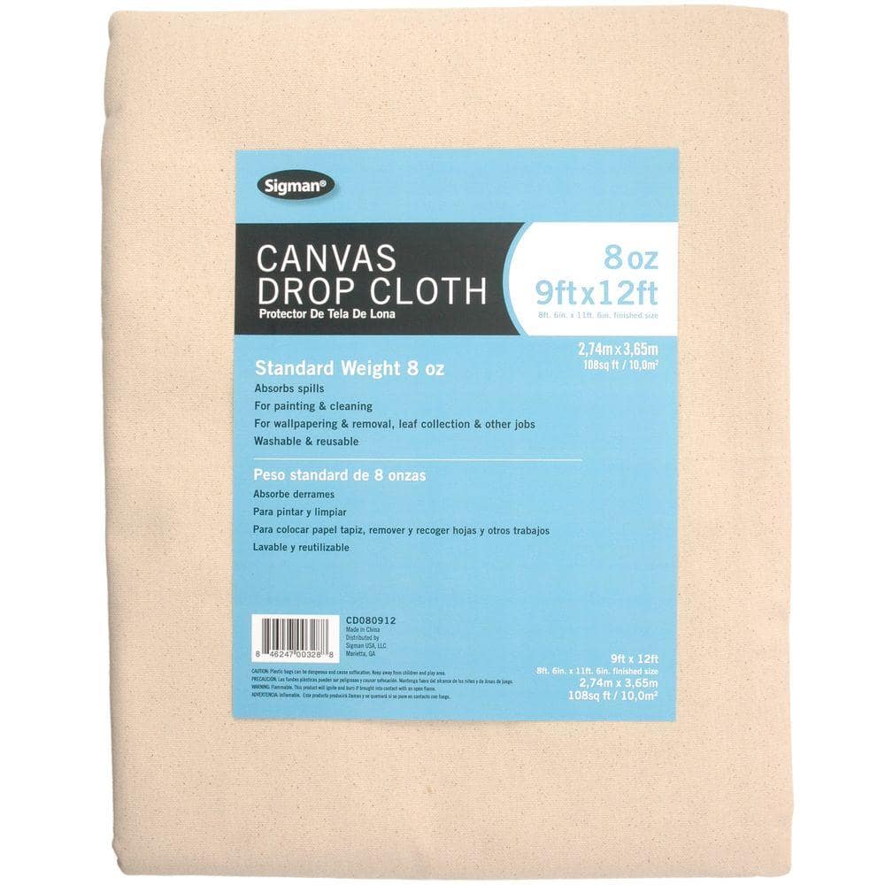 Sigman 8 ft. 6 in. x 11 ft. 6 in., 8 oz. Canvas Drop Cloth CD080912 ...