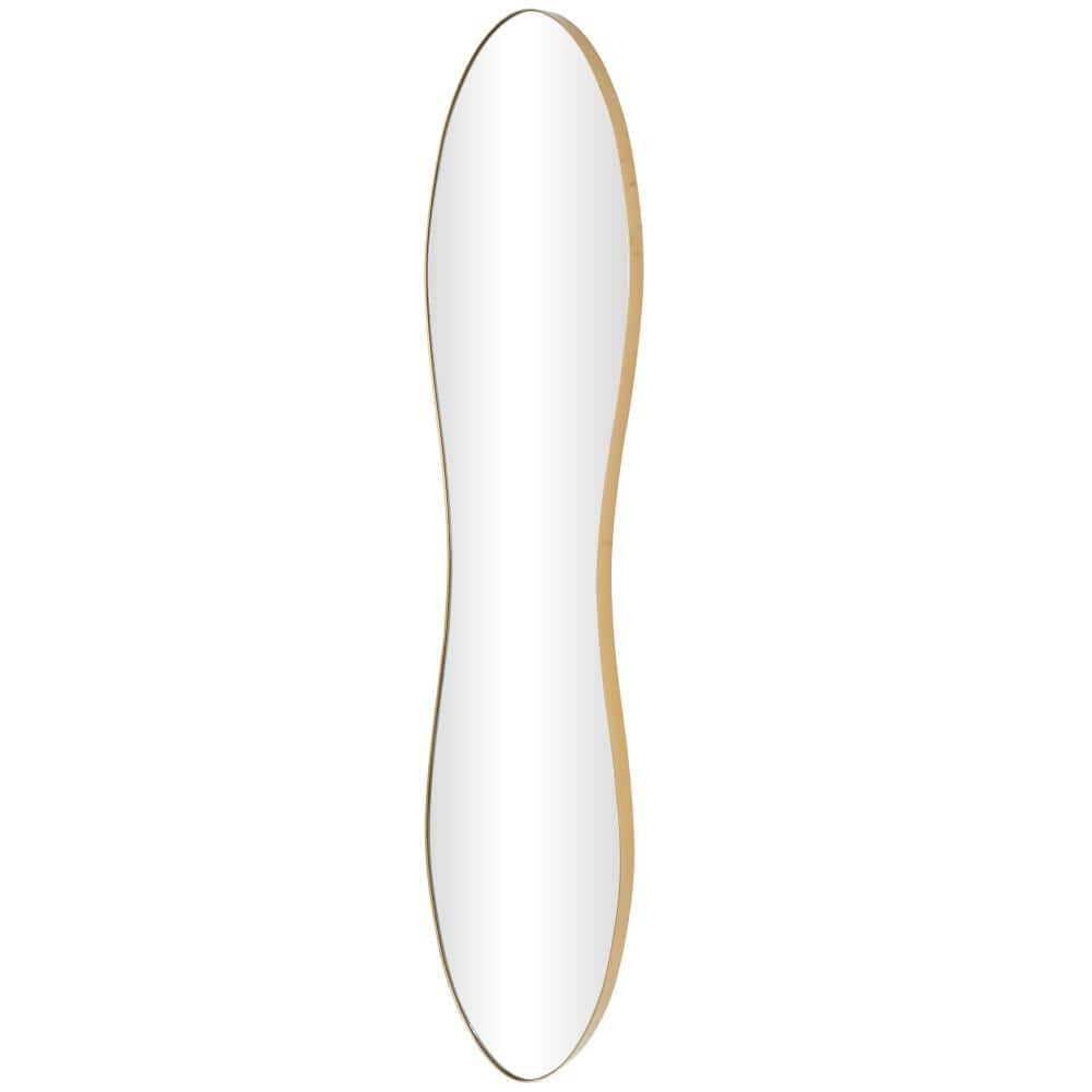 Litton Lane 45 in. H x 9 in. W Tall Wavy Oval Framed Gold Wall Mirror ...