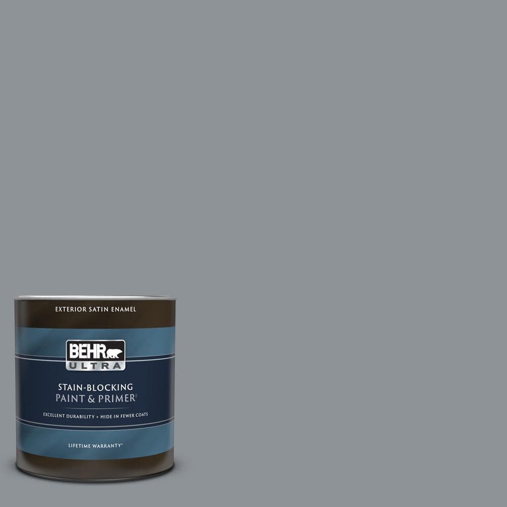 BEHR ULTRA 1 qt. #PPU18-04 Dark Pewter Satin Enamel Exterior Paint ...
