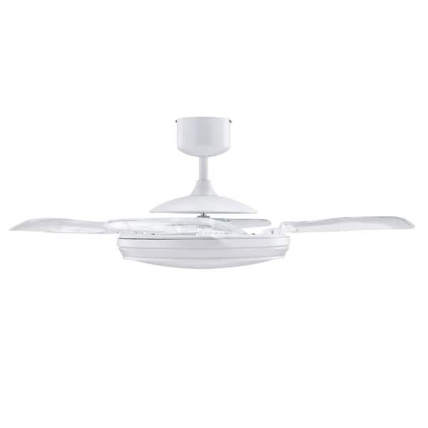 Fanaway Evo2 Endure White Ceiling Fan With Clear Retractable Blades And ...