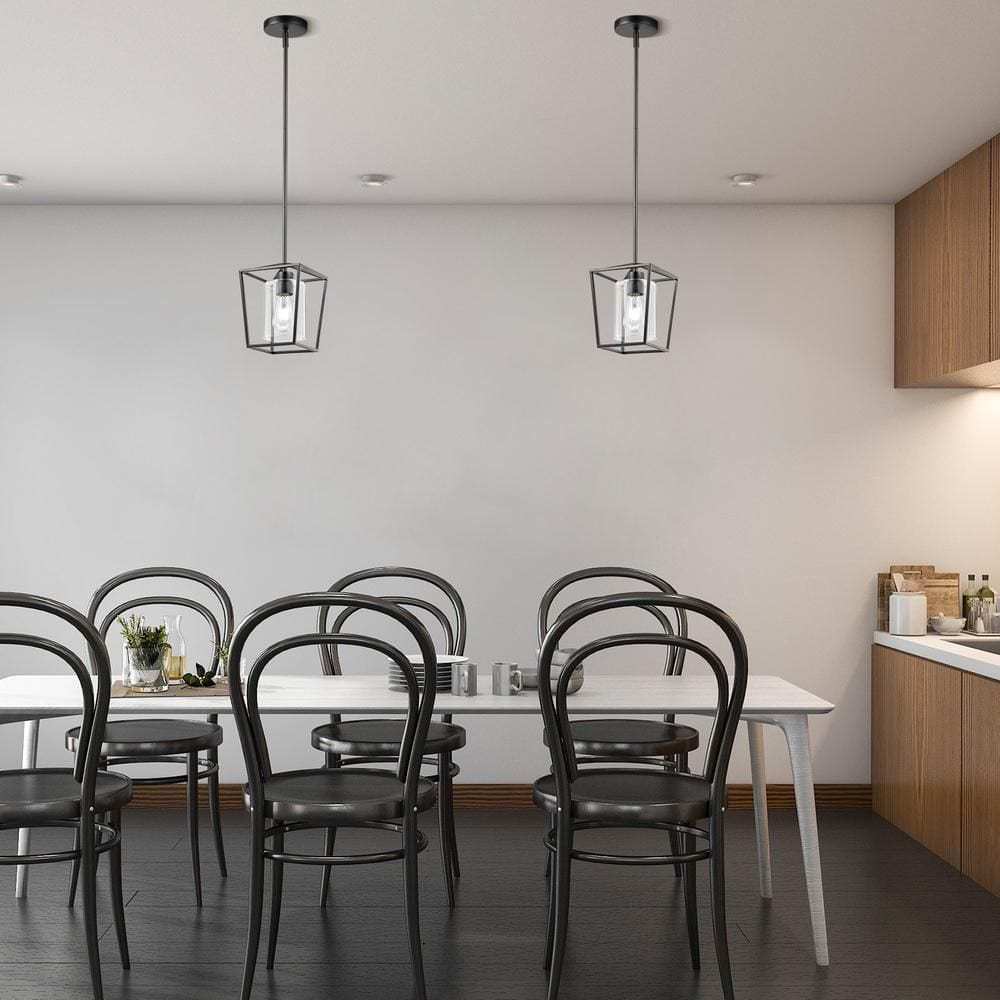 GIVIMO 1 light Black Farmhouse Chandelier, Iron Cage Design with Clear ...