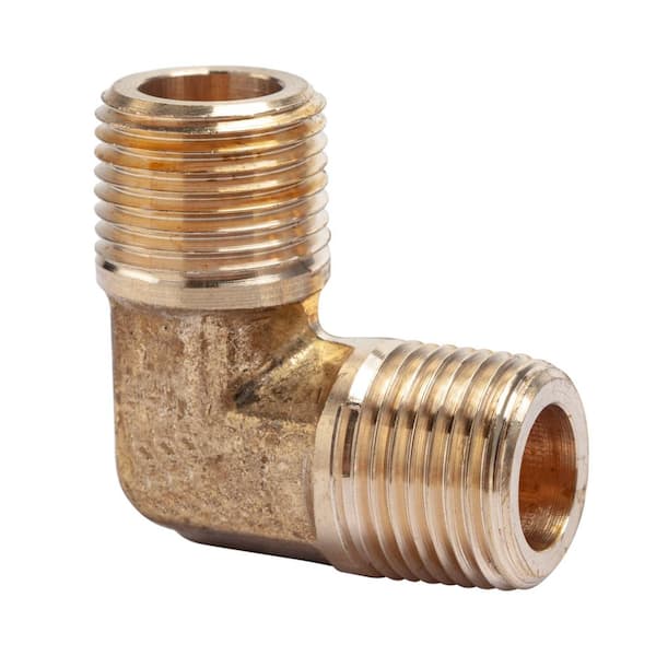 LTWFITTING 3/8 in. Flare x 1/2 in. MIP Brass Flare 90 Degree Elbow Fitting (5-Pack) HF496805 ...