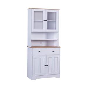 FUNKOL One-body Style Off White Pantry Cabinet Kitchen Living Room ...