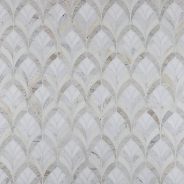 Ivy Hill Tile Bloom Bianco White Floral 14.09 in. x 15.15 in. Polished ...