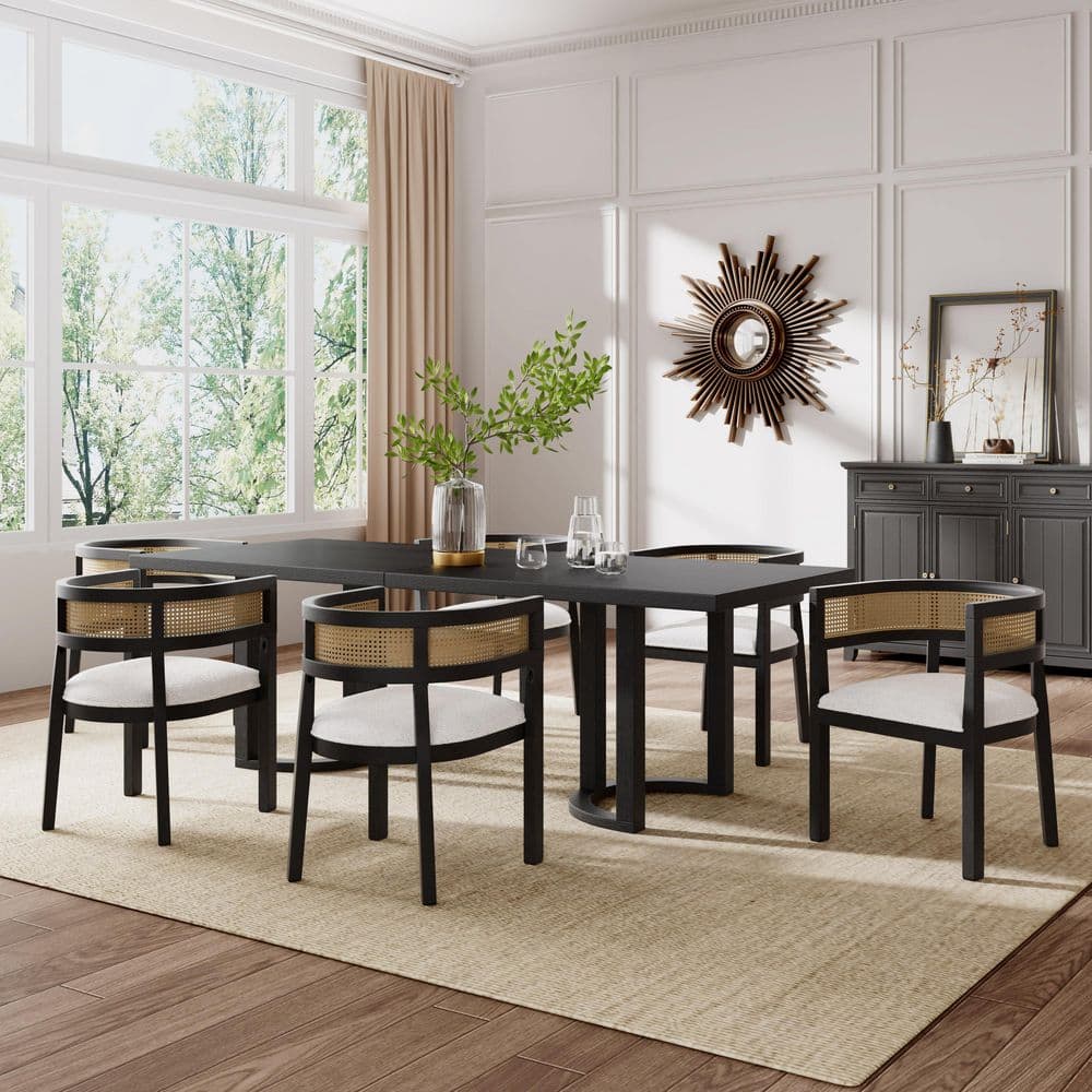 Harper & Bright Designs High-End Lines 7-Piece Beige and Black Wood ...