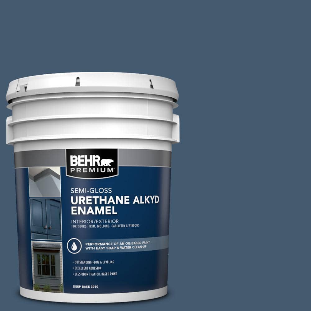 BEHR PREMIUM 5 gal. #S500-7 Infinite Deep Sea Urethane Alkyd Semi-Gloss ...