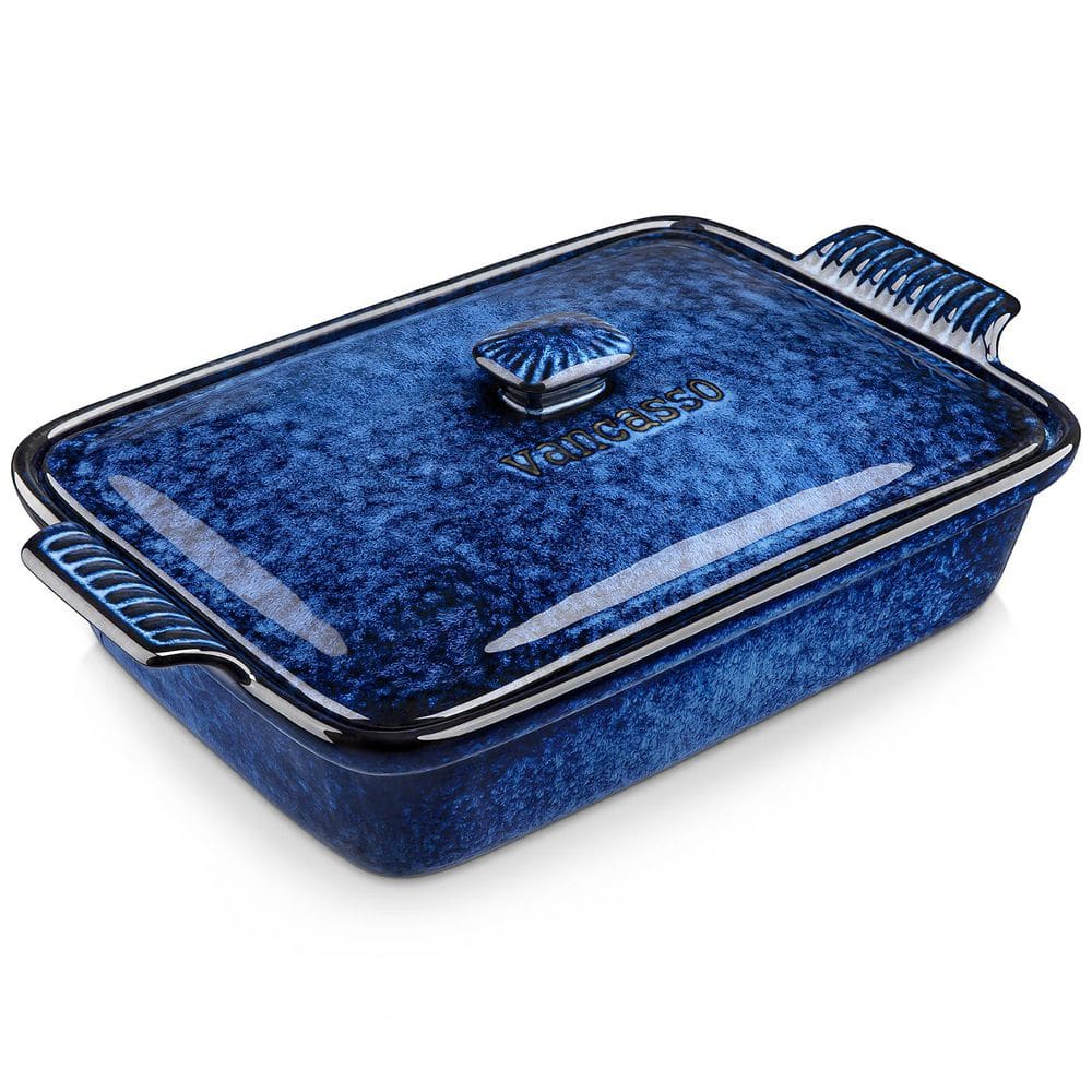 MALACASA 1-Piece Rectangle Stoneware Casserole Dish Set with Lid Baking ...
