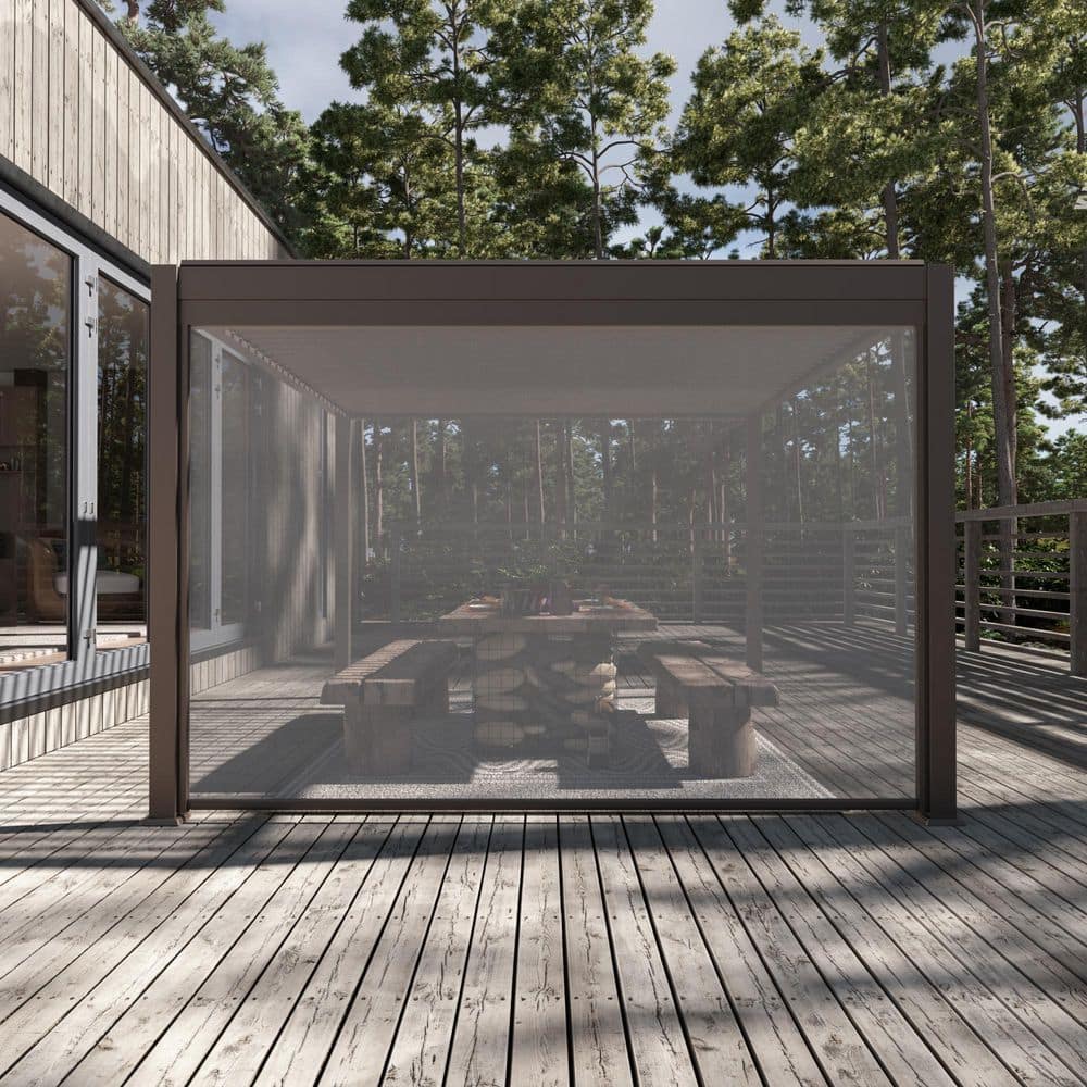 SANLUCE 12 ft. Outdoor Shade Pull Down Privacy Screen for Pergola ...