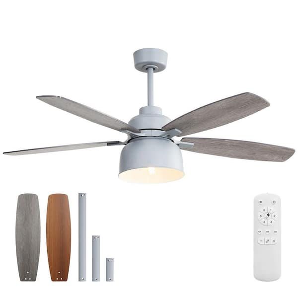 CACI Mall 52 in. Indoor/Outdoor Gray Ceiling Fan with Light Bulb, 6 ...