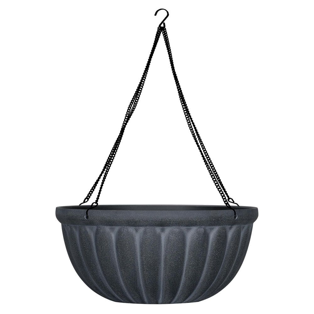 Reviews for Vigoro Madigan Medium Black Resin Round Hanging Basket ...