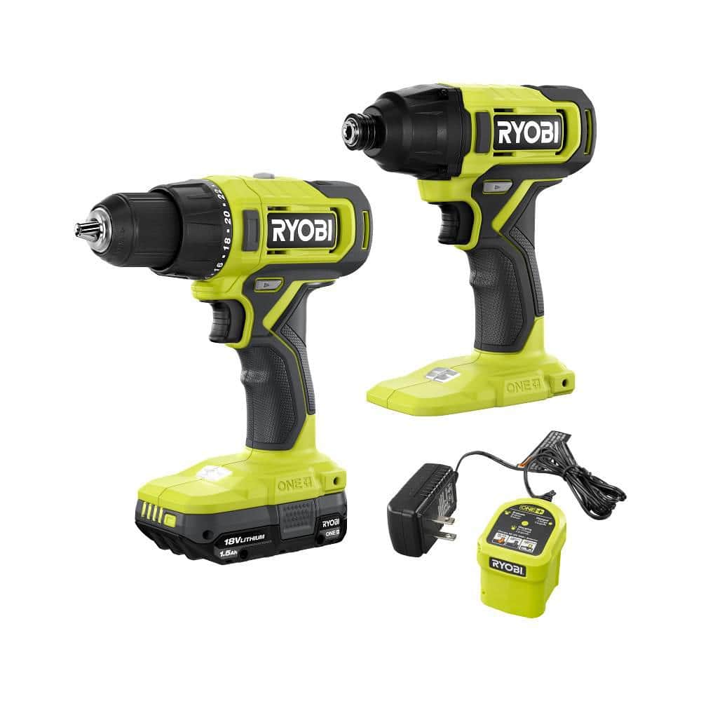 RYOBI ONE+ 18V Cordless 2-Tool Combo Kit with Drill/Driver, Impact ...
