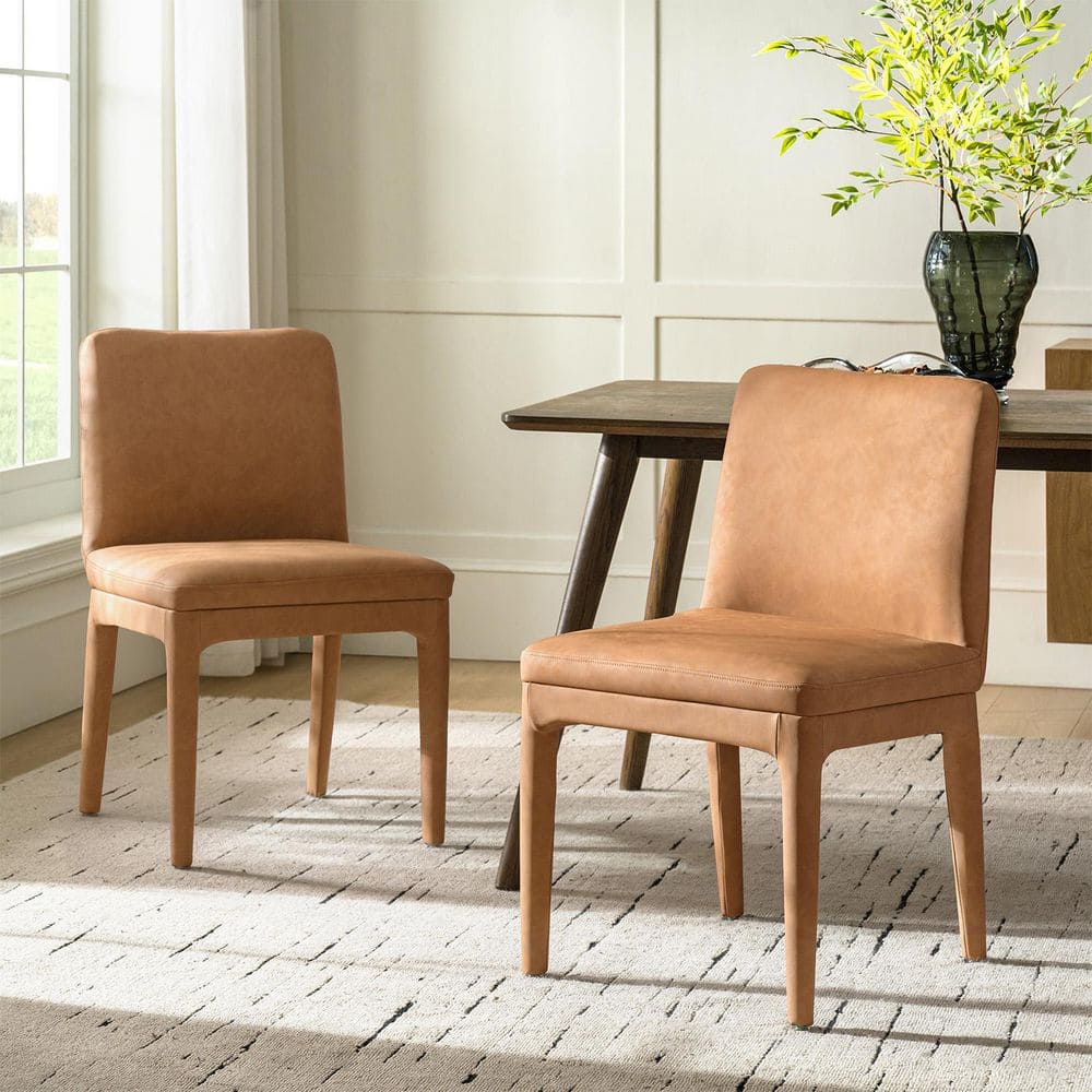 JAYDEN CREATION Perry Camel Faux Leather Dining Chair DCWH1487-CML ...