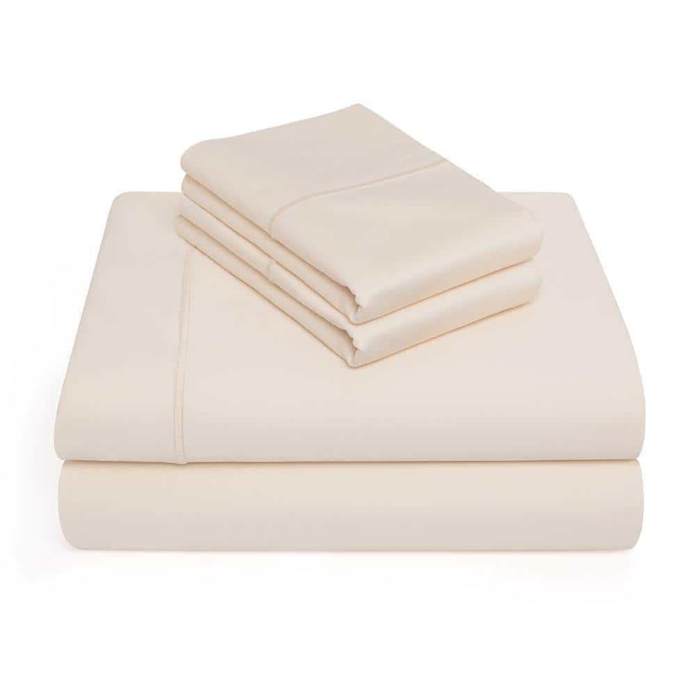1000 Thread Count 4-Piece Ivory Solid Pima Cotton King Sheet Set ...