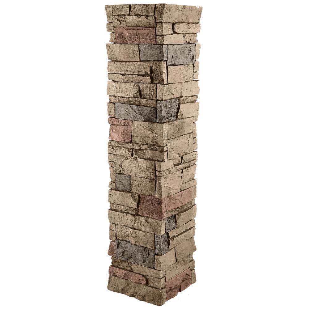 GenStone Stacked Stone 11.25 in. x 48 in. Desert Sunrise Faux Pillar ...