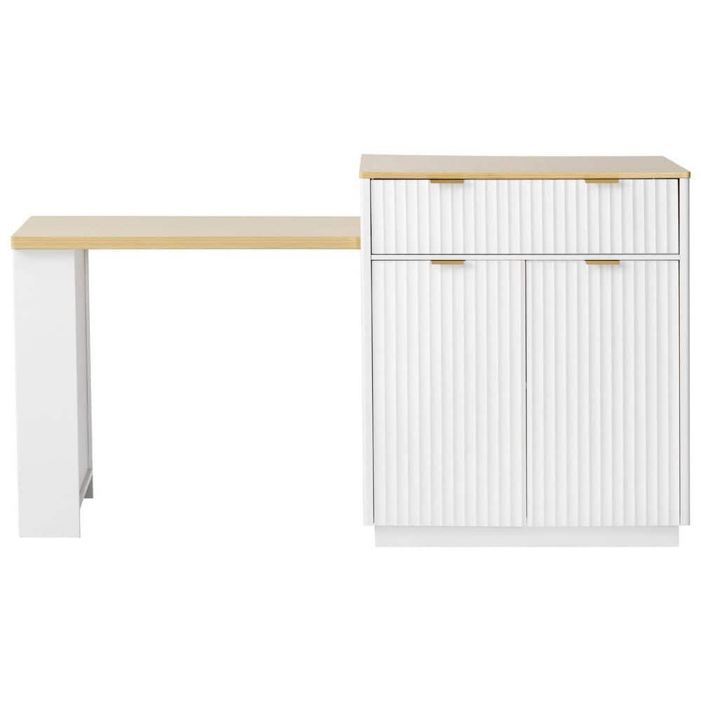 Reviews for Ziyudura White Wood 31.5 in. Kitchen Island with Extendable ...