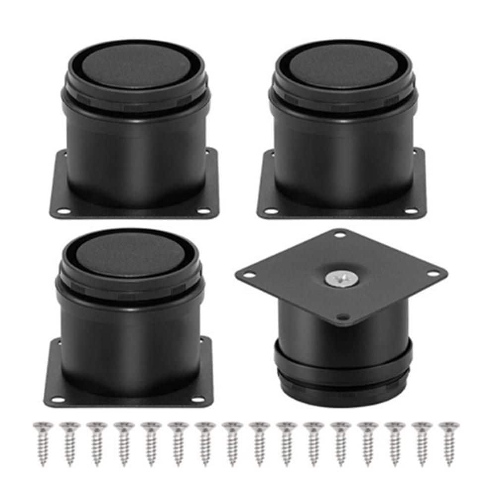 Wellco 4 Pack 2 Inch Adjustable Black Stainless Steel Furniture Legs ...