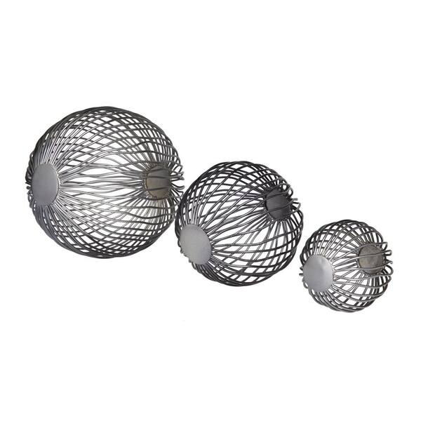 Litton Lane Gray Metal Geometric Sculpture (Set of 3) 042263 - The Home ...