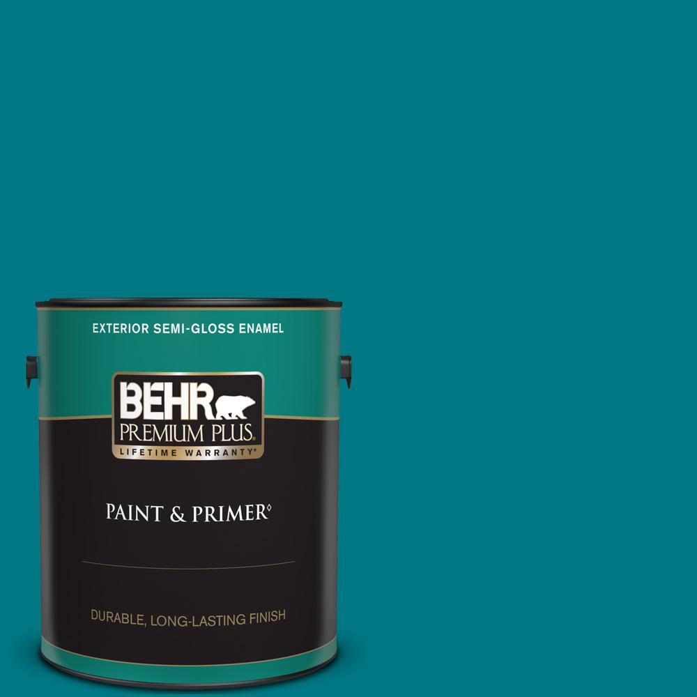 BEHR PREMIUM PLUS 1 gal. #P470-7 The Real Teal Semi-Gloss Enamel ...