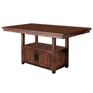 Benjara 78 in. Brown Wood Top 4 Legs Counter Height Dining Table (Seat ...