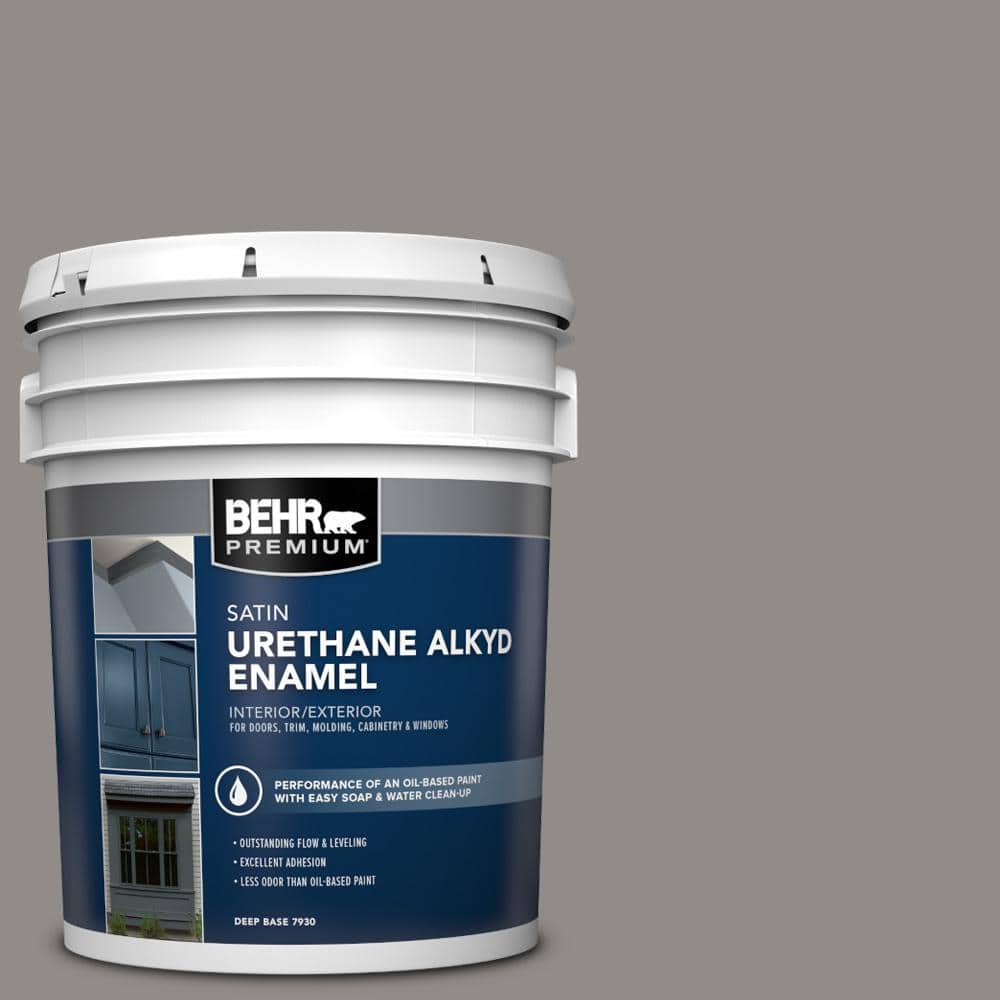BEHR PREMIUM 5 gal. #790F-4 Creek Bend Urethane Alkyd Satin Enamel ...