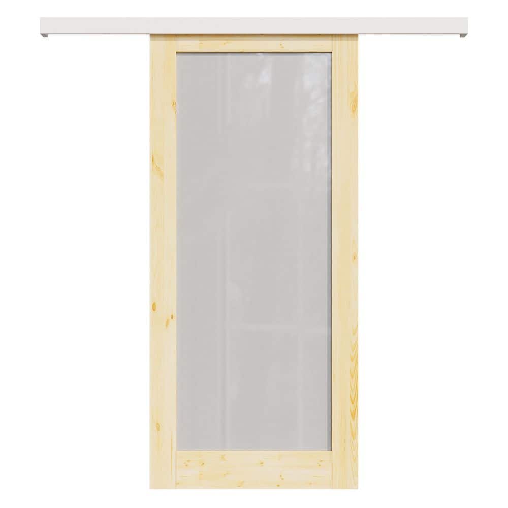 ARK DESIGN 36 in.x 80 in. Hidden Track Style 1 Lite Frosted Glass ...