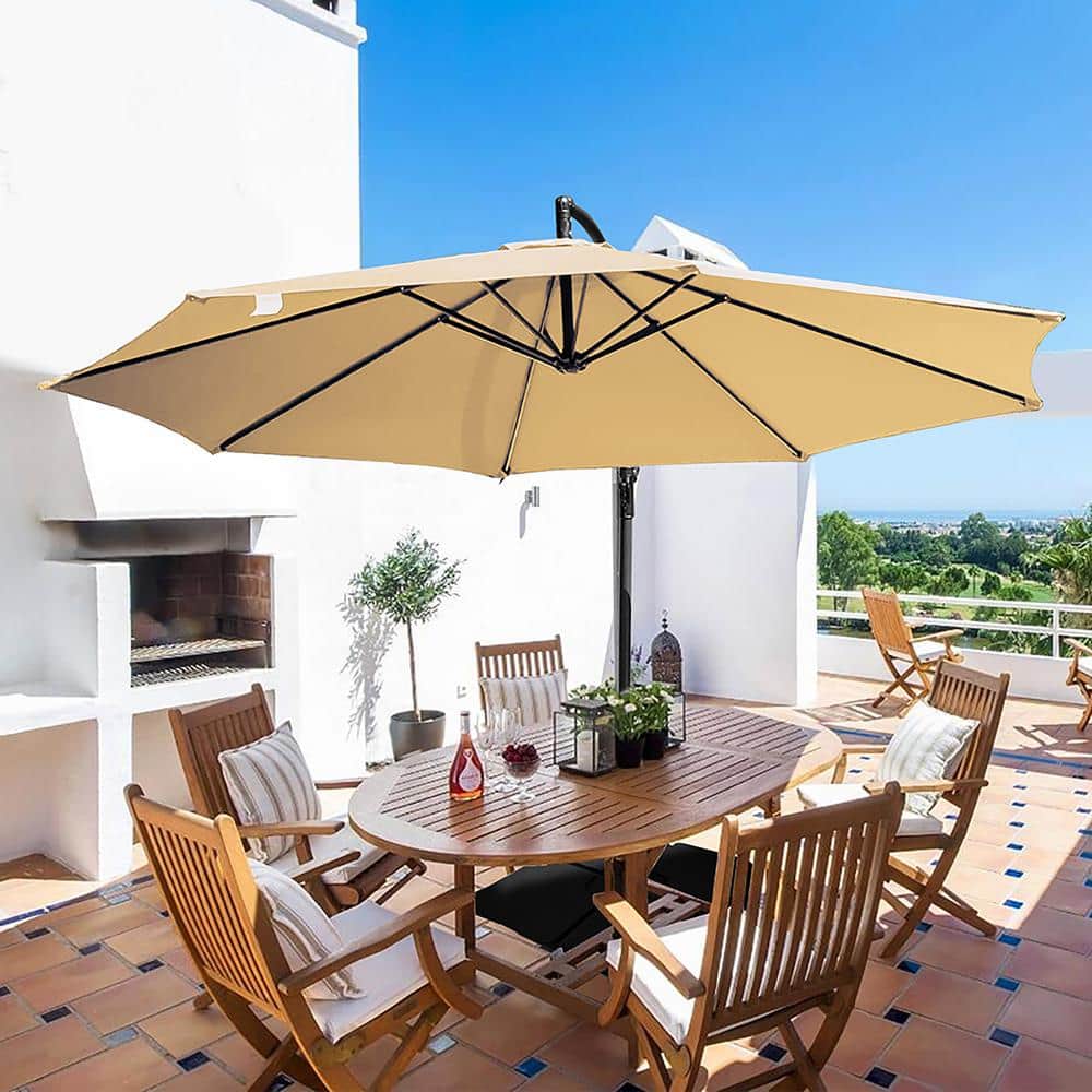 Sunrinx 10 Ft Steel Cantilever Offset Outdoor Patio Umbrella With
