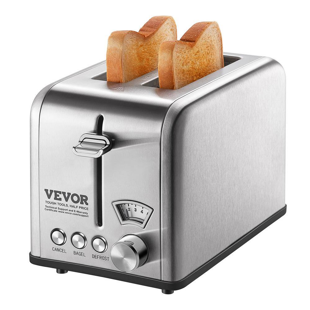 VEVOR Retro Stainless Steel Toaster, 2 Slice, 825W 1.5 in. Extra Wide ...