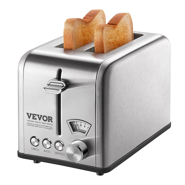 VEVOR Retro Stainless Steel Toaster, 2 Slice, 825W 1.5 in. Extra Wide ...