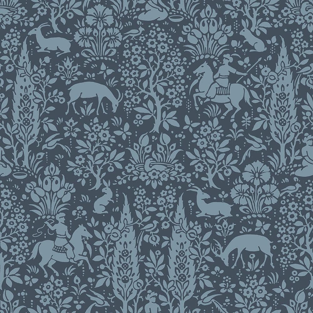 Crown Sherwood Dark Blue Woodland Peelable Wallpaper (Covers 56.4 sq ...